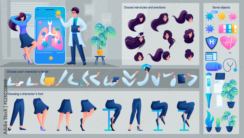 Stylized Character, Infectious disease doctor informs the woman about ...