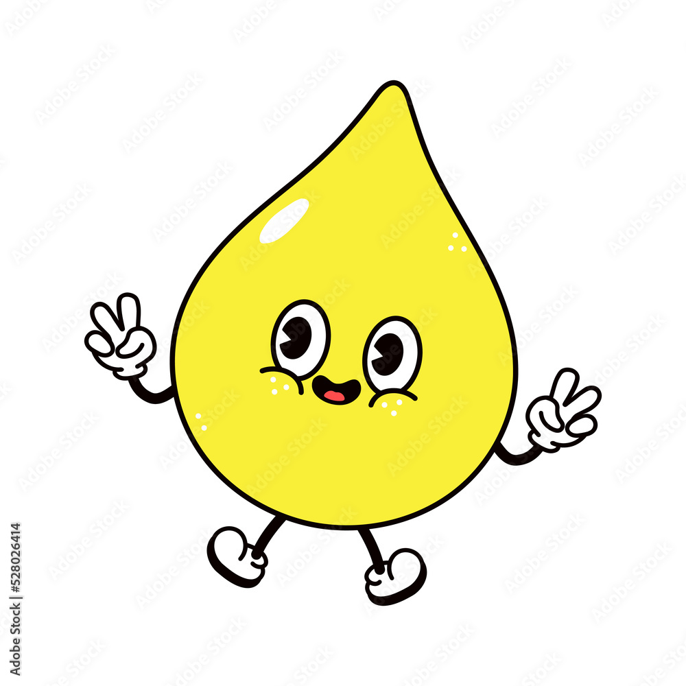 Cute funny drop of urine jump character. Vector hand drawn traditional ...