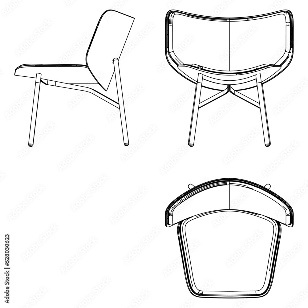 Easy Chair isolated lines on white background, vector illustration ...