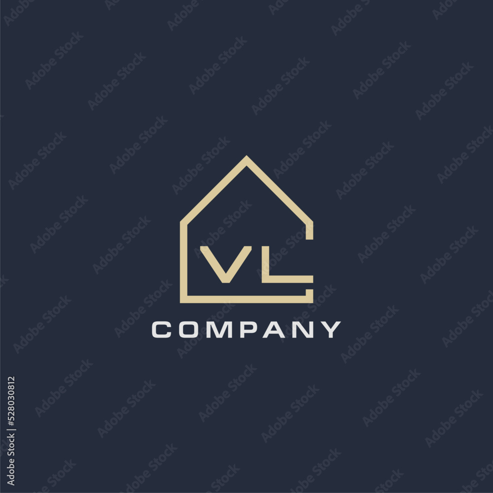 Initial letter VL real estate logo with simple roof style design ideas ...