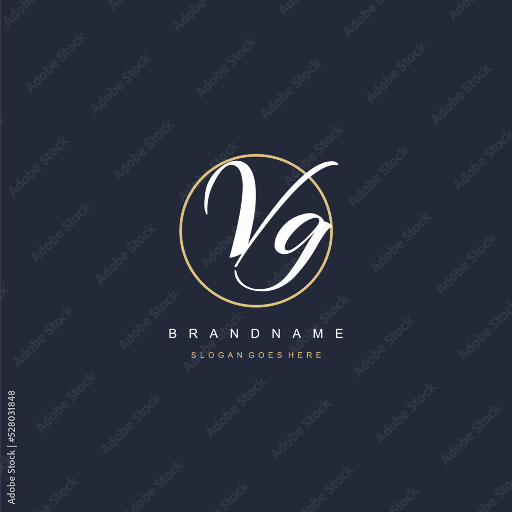 Initial letter VG logo monogram feminine style with circle line design ...