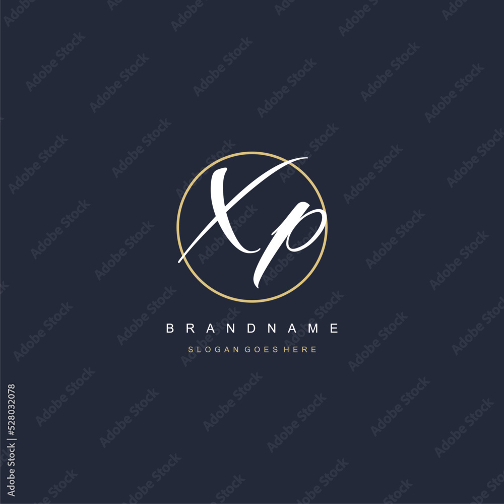 Initial letter XP logo monogram feminine style with circle line design ...