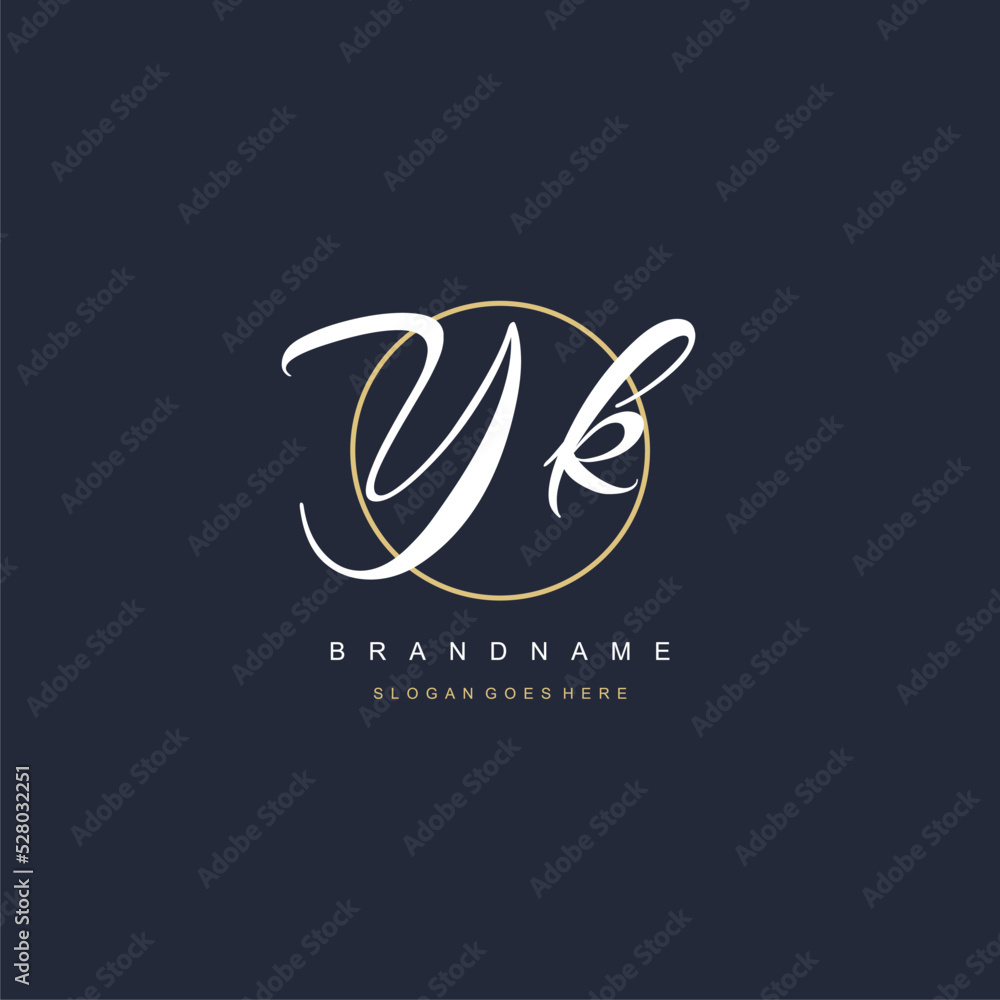 Initial letter YK logo monogram feminine style with circle line design ...
