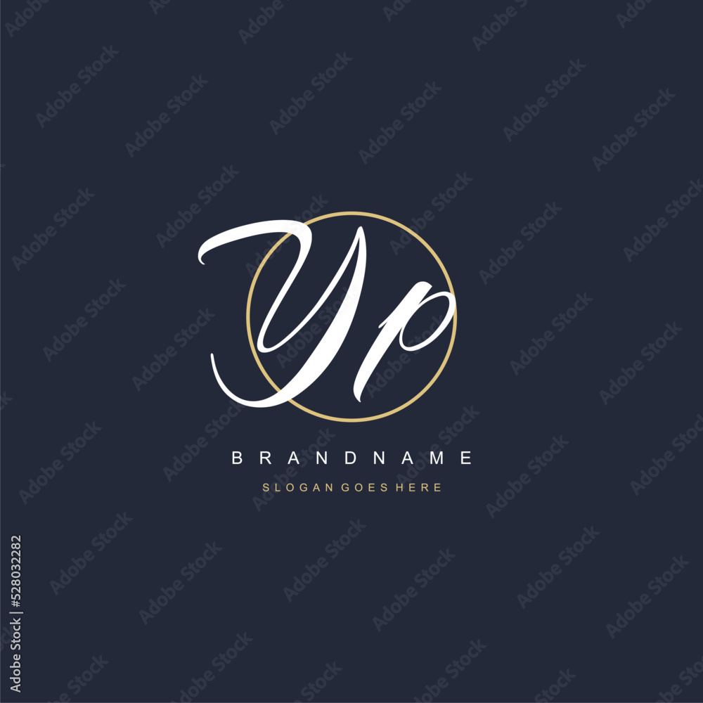 Initial letter YP logo monogram feminine style with circle line design ...