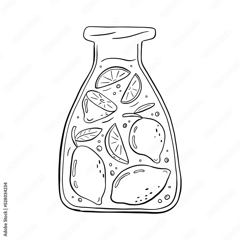 Printable coloring page for adult and childrens with outline jar and ...