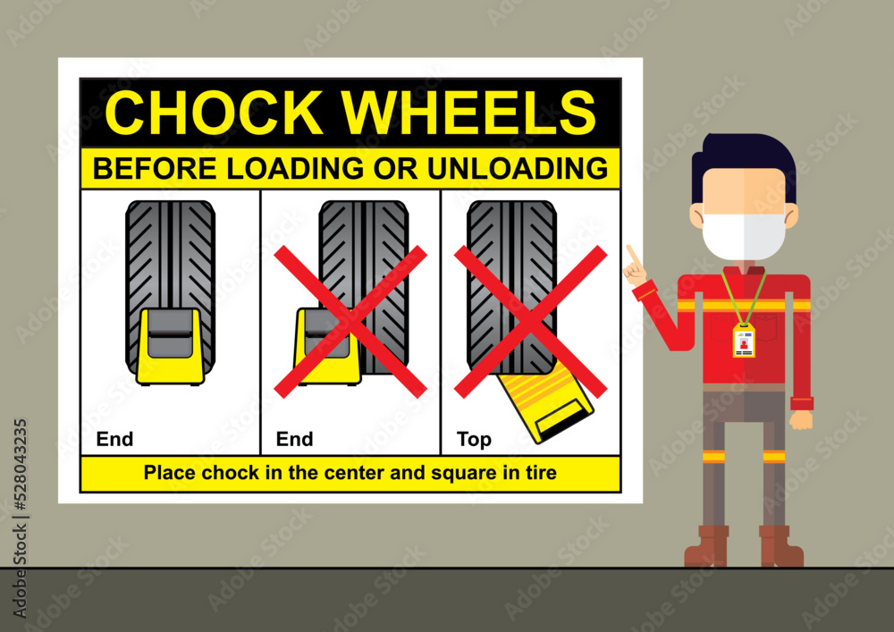 Safety manager or personnel flat style cartoon character on ...