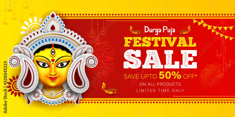 happy durga puja festival sale banner template design navaratri sale ...