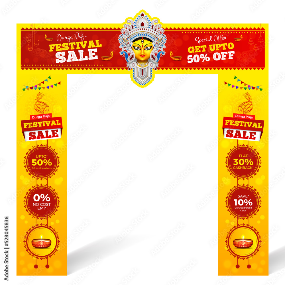 happy durga puja festival sale banner, navaratri festival offer banner ...