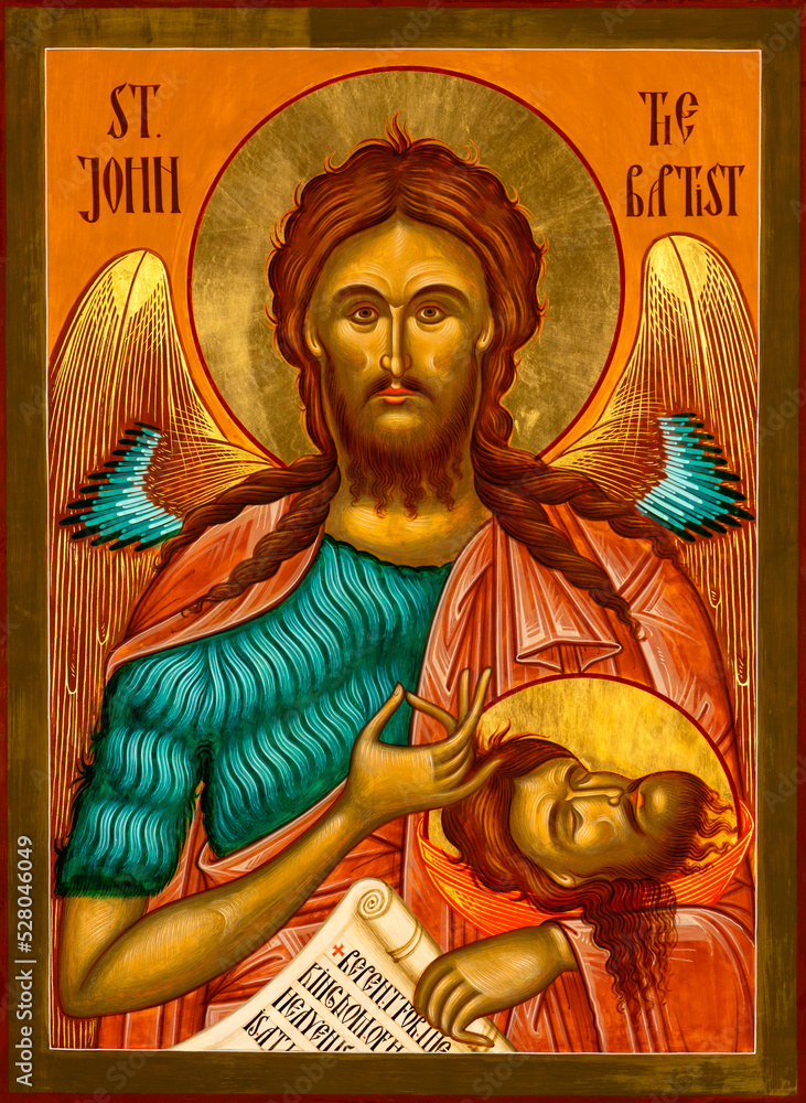 Fototapeta Byzantine Style Orthodox Icon depicting St. John the Baptist, the Angel of the Desert ...