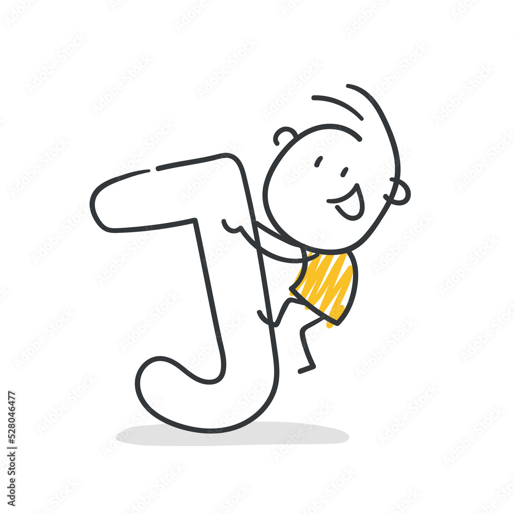 Strichfiguren / Strichmännchen: Buchstabe J. (Nr. 760) vector de Stock ...