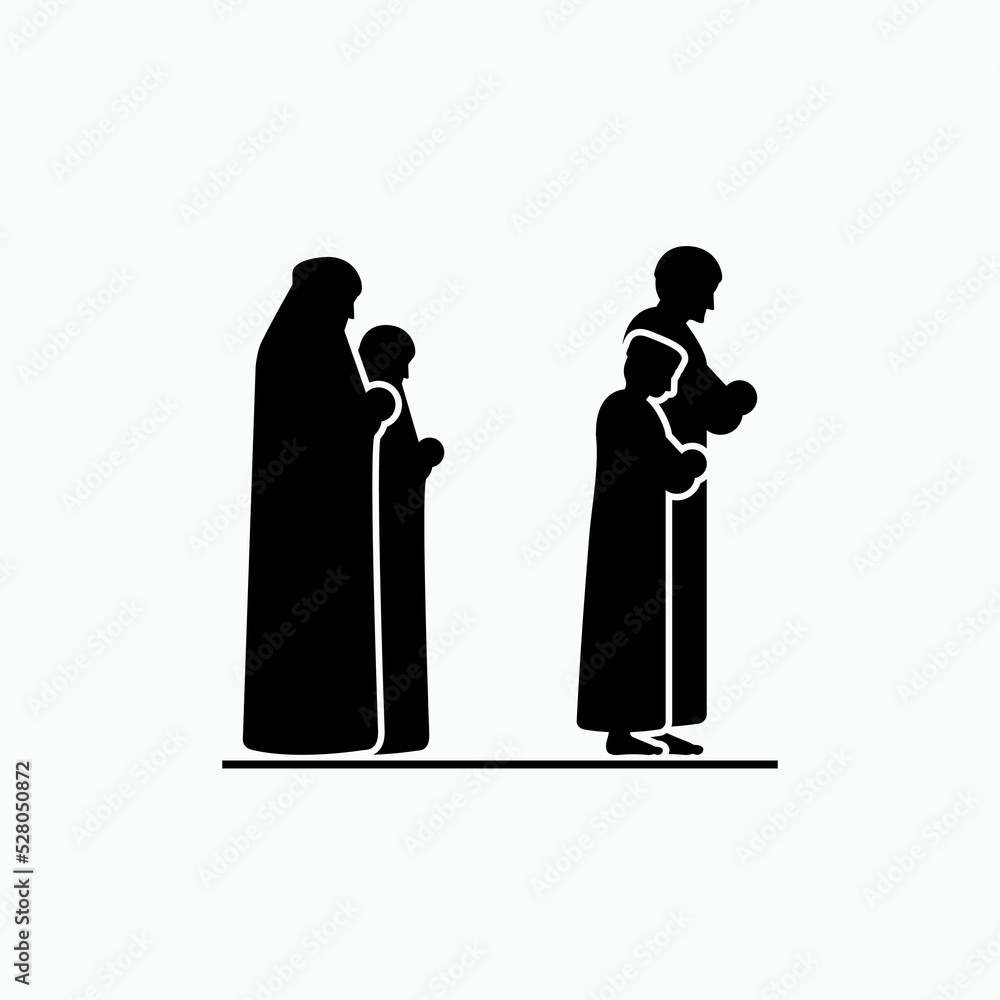 Muslim Prayer Icon. Worship, Symbol Shalat. Islam Pray Activity ...