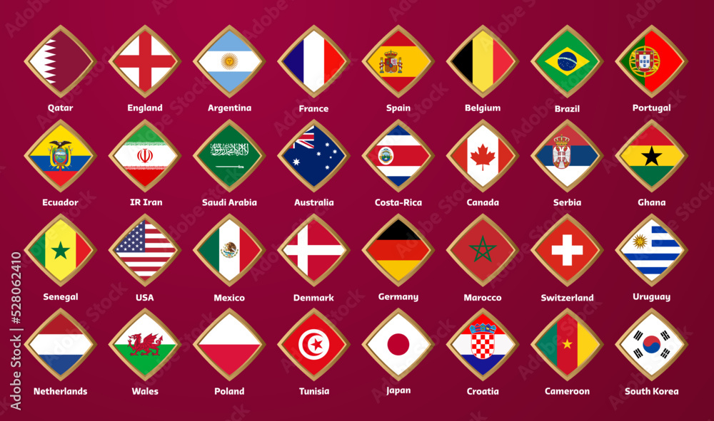 Vector national flags of the participating countries in the World ...