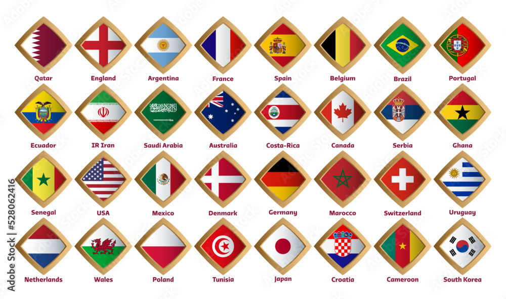 Vector national flags of the participating countries of the World ...