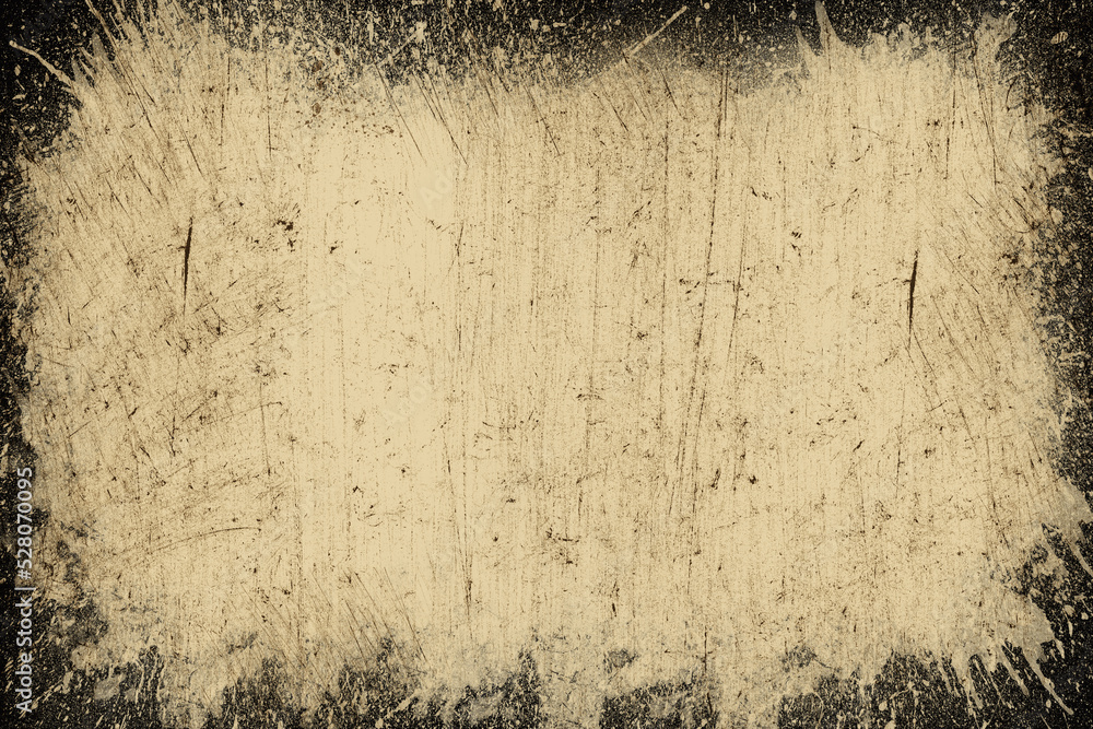 Texture of old yellowed paper with scratches and stains and vignette ...