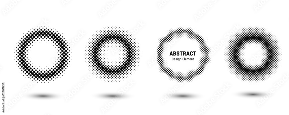 Abstract dot backgrounds. Round logo frame. Monochrome dotted circle ...
