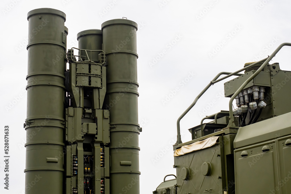 Anti-aircraft missile system. Fragment of anti-aircraft weapon ...
