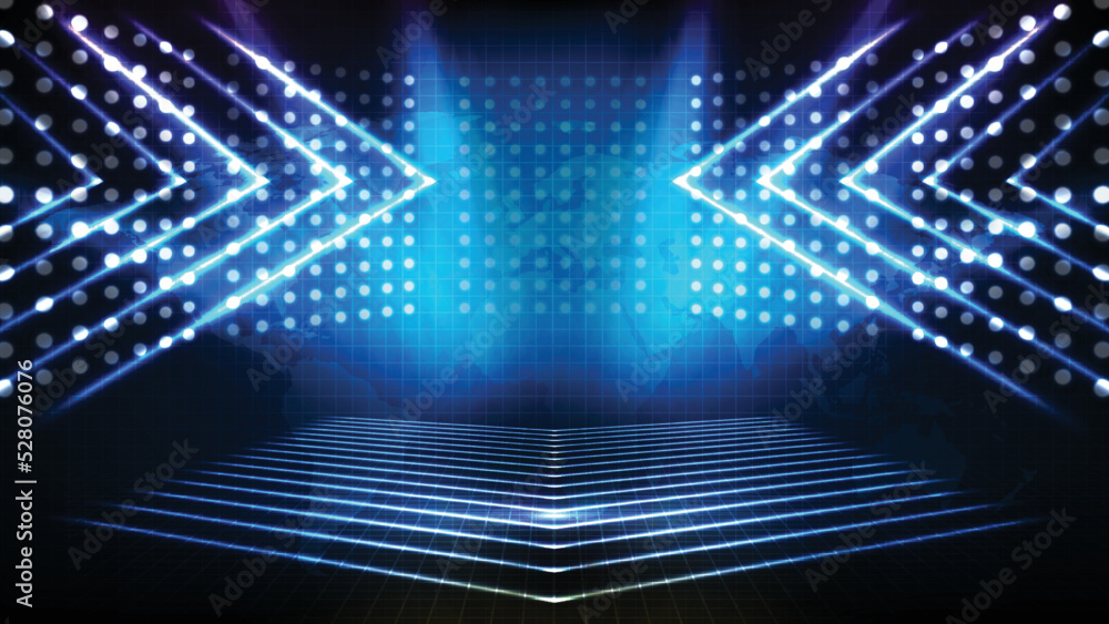 abstract futuristic background of empty stage arena stadium spotlgiht ...
