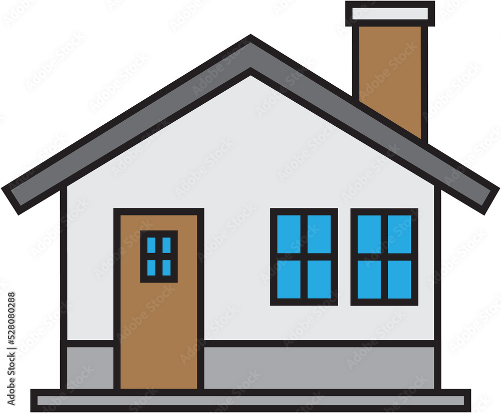 outline drawing house front elevation view. Stock Illustration | Adobe ...