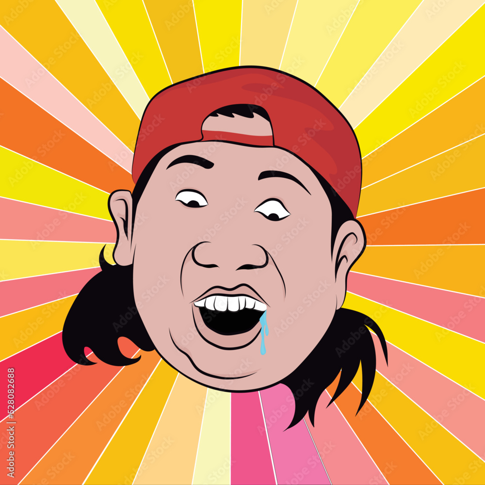 Meme face, surprise reaction, funny face with saliva. Stock Vector ...