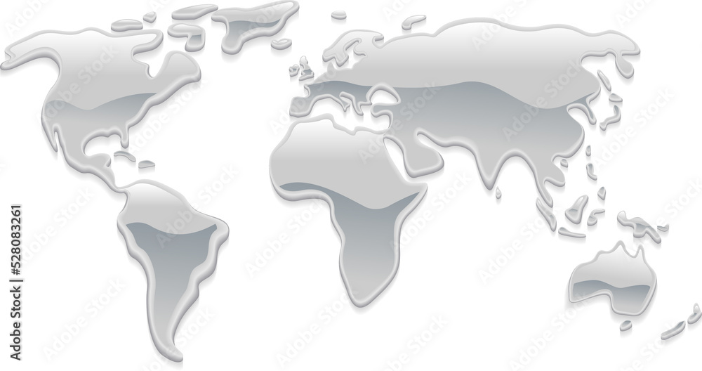 Liquid metal world map Stock Illustration | Adobe Stock