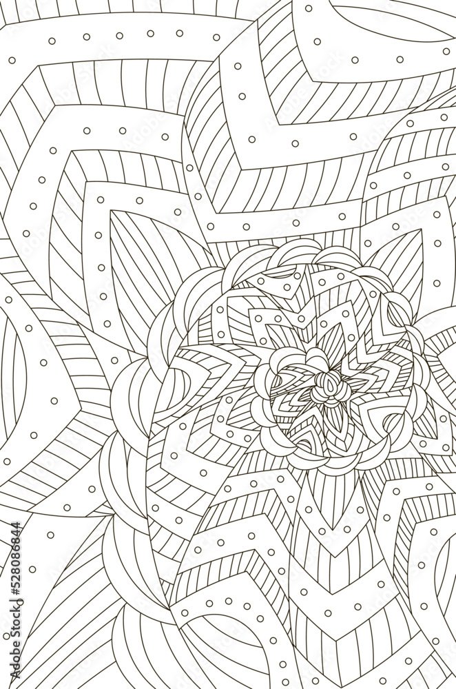 Zentangle stylized abstract coloring page for adults, hand drawn floral ...