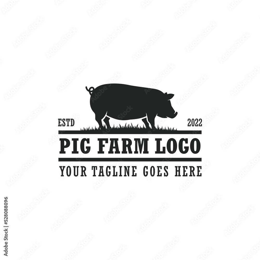 Pig farm logo vector. Cattle farm logo Stock Vector | Adobe Stock
