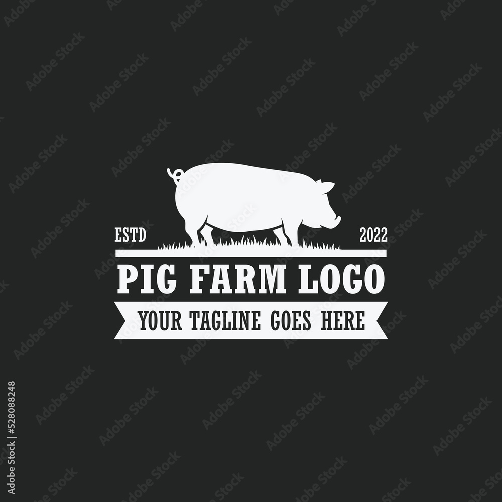 Pig farm logo vector. Cattle farm logo Stock Vector | Adobe Stock
