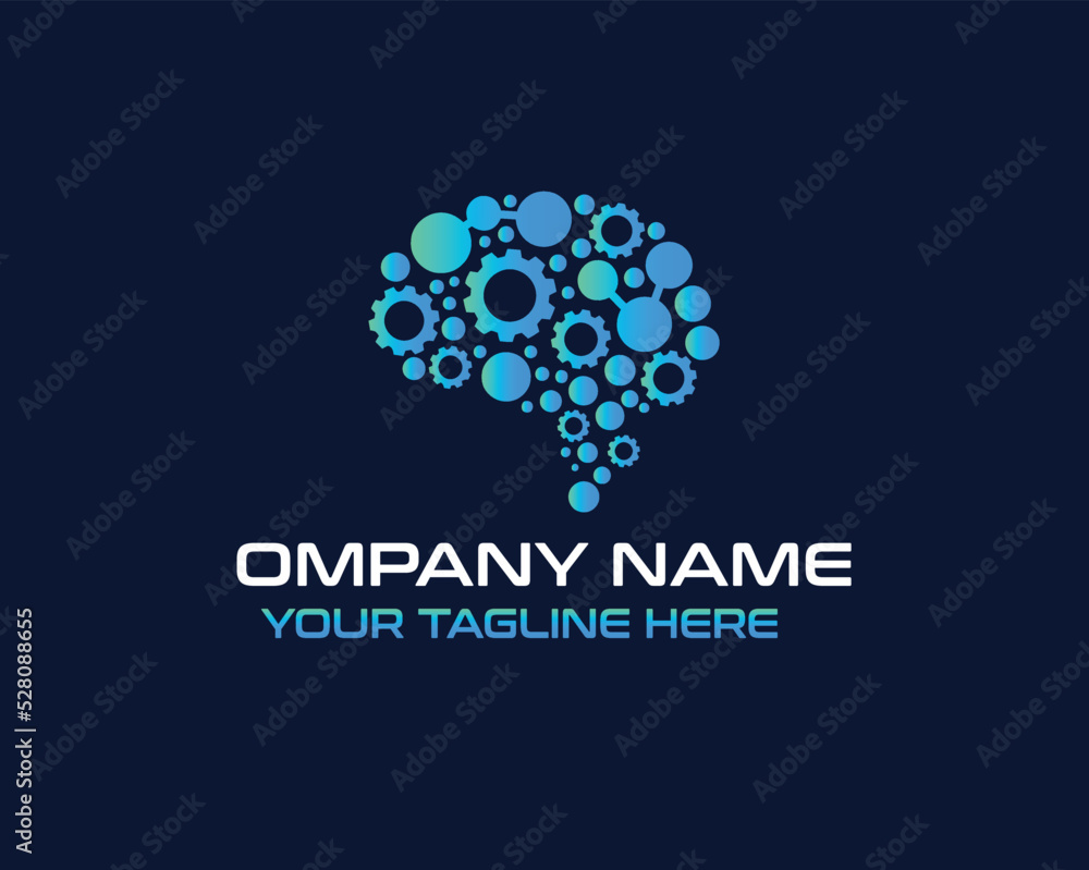 artificial intelligence, brain logo, robotic head, technology logo ...