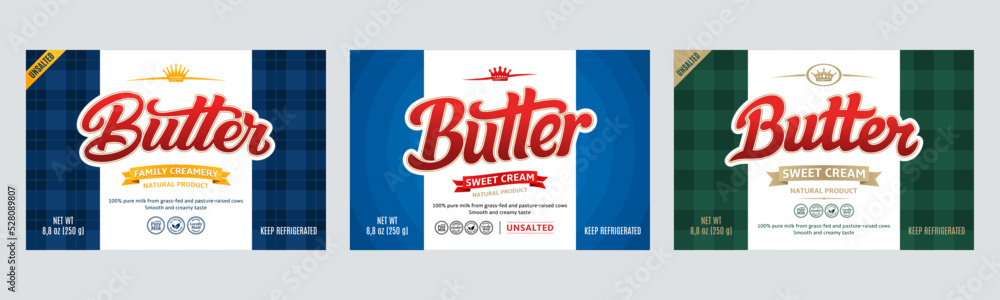 Vector butter label design, butter packaging design template Stock ...