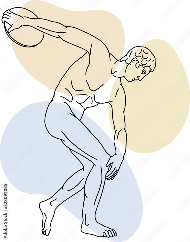 Illustration of discus thrower. Line drawing of ancient greek sculpture ...