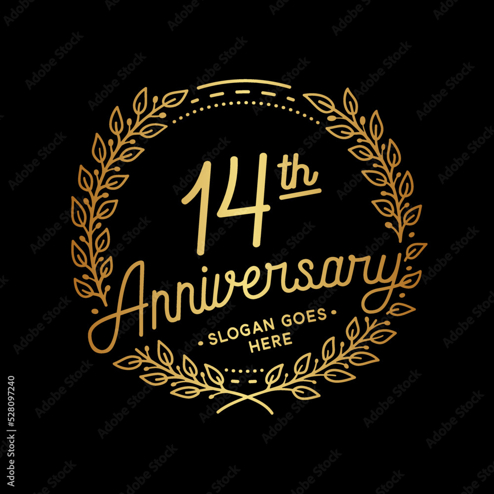 14 years anniversary celebrations design template. 14th logo. Vector ...