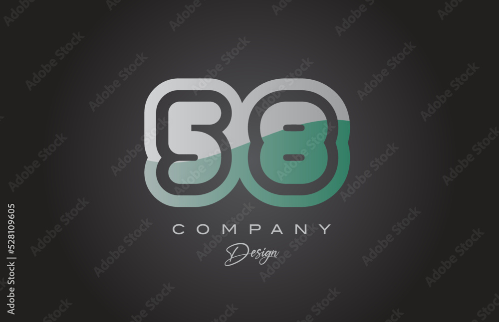 58 green grey number logo icon design. Creative template for company ...