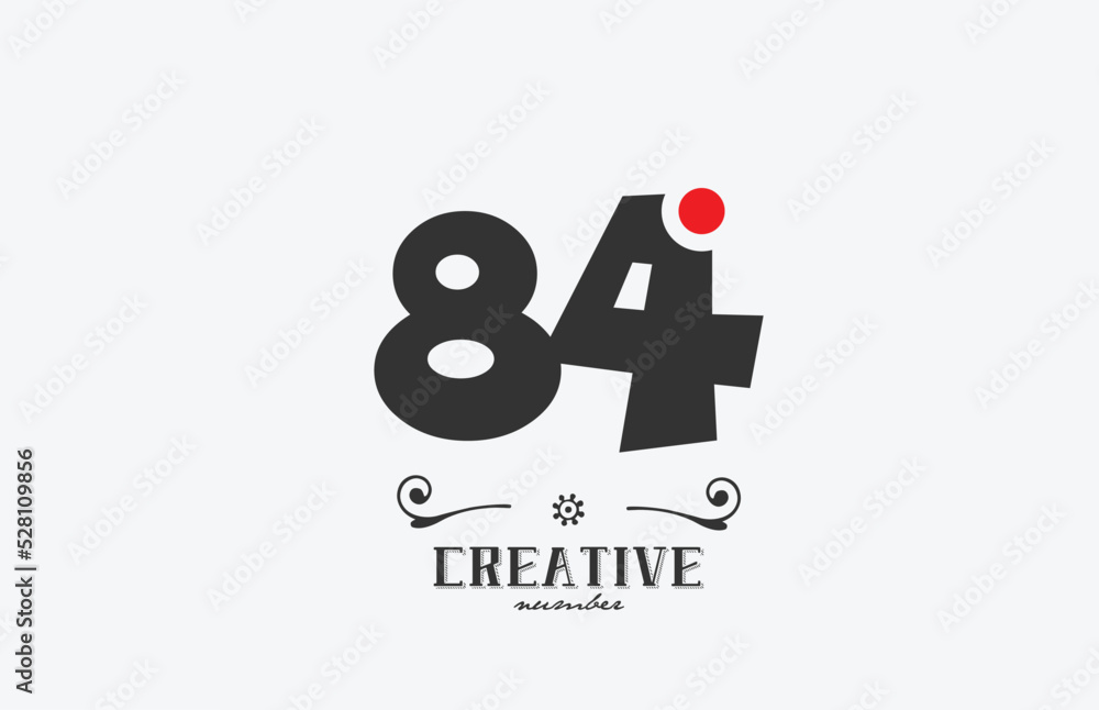 grey 84 number logo icon design with red dot. Creative template for ...