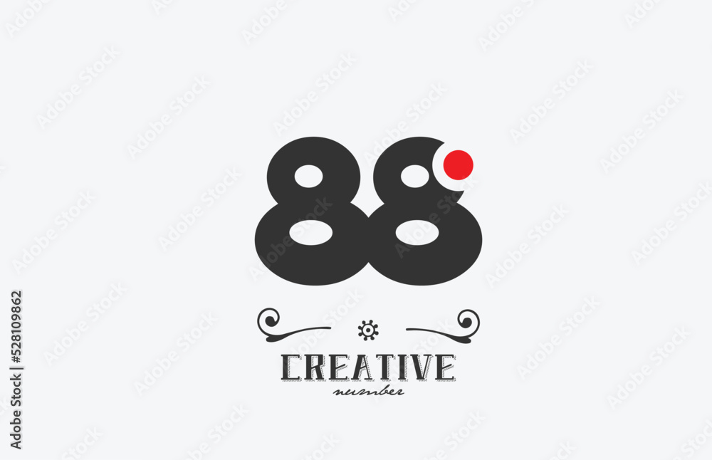 grey 88 number logo icon design with red dot. Creative template for ...