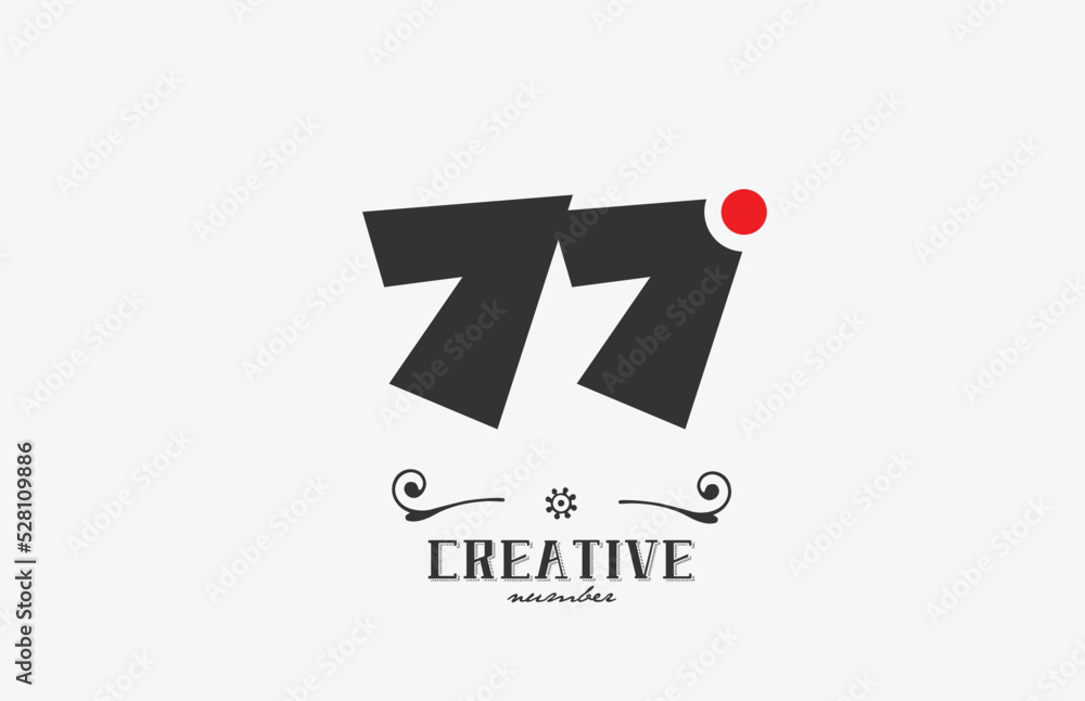 grey 77 number logo icon design with red dot. Creative template for ...