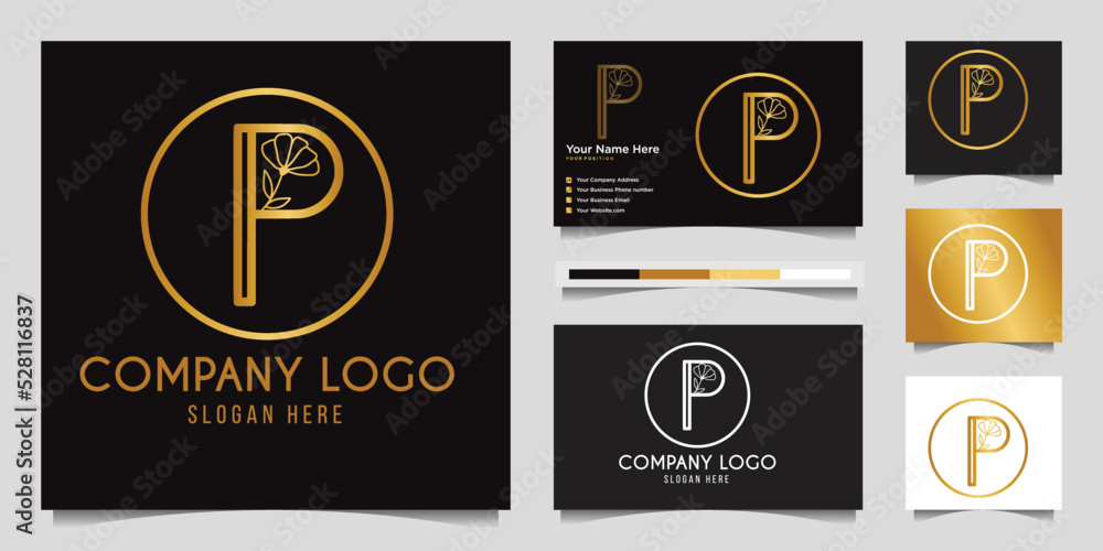 P letter fashion logo Modern and luxury style blossom flower vector for ...