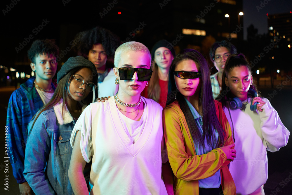 Portrait of serious gen Z people looking camera with serious face ...