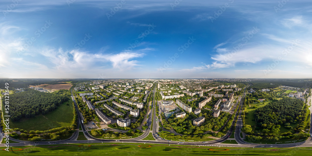 aerial full seamless spherical 360 hdri panorama view above road ...