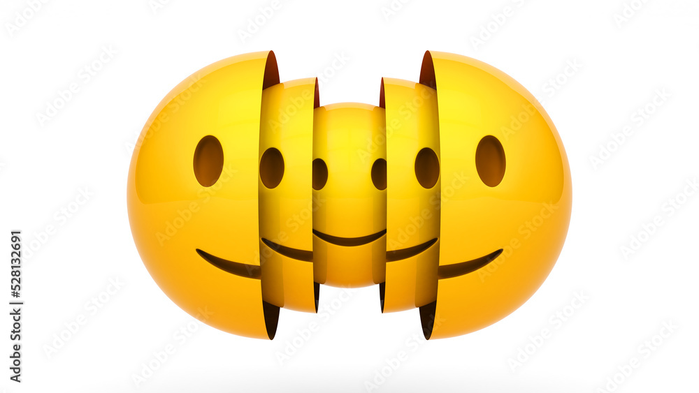 Inner calm, peace, happiness concept with emoji in 8K. Mental health ...