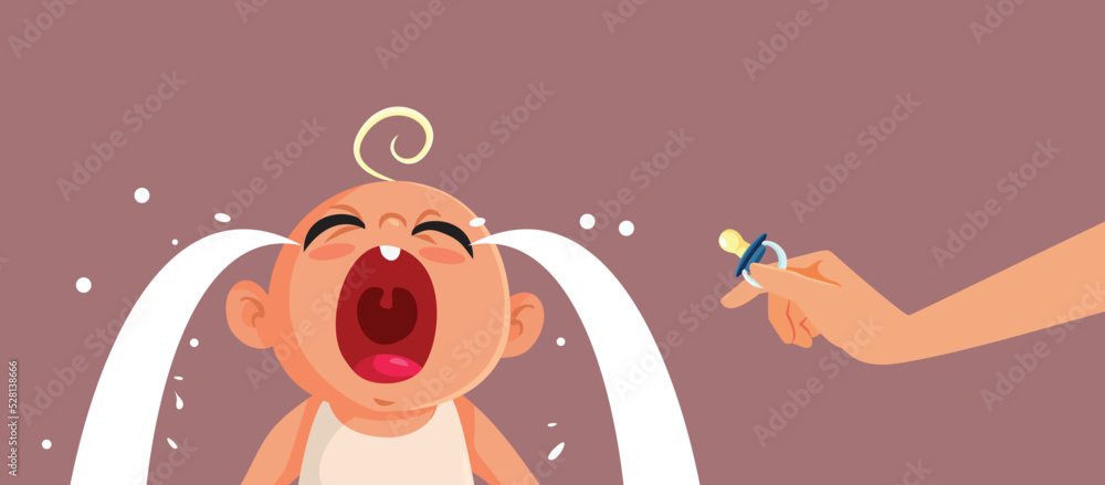 Poster Parent Giving a Pacifier to a Crying Baby Vector Cartoon ...