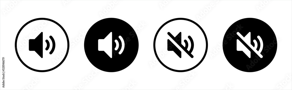 Speaker sound icon. Modern volume sound signs. Loudspeaker symbol for ...