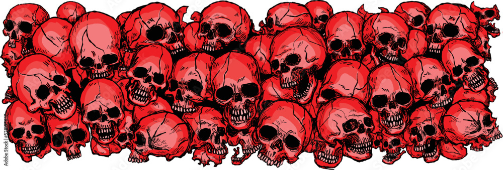 A pile of skulls human skulls with many shaped background tattoo hand ...