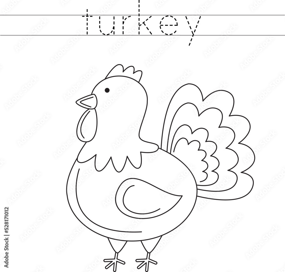 Trace the letters and color turkey. Handwriting practice for kids ...