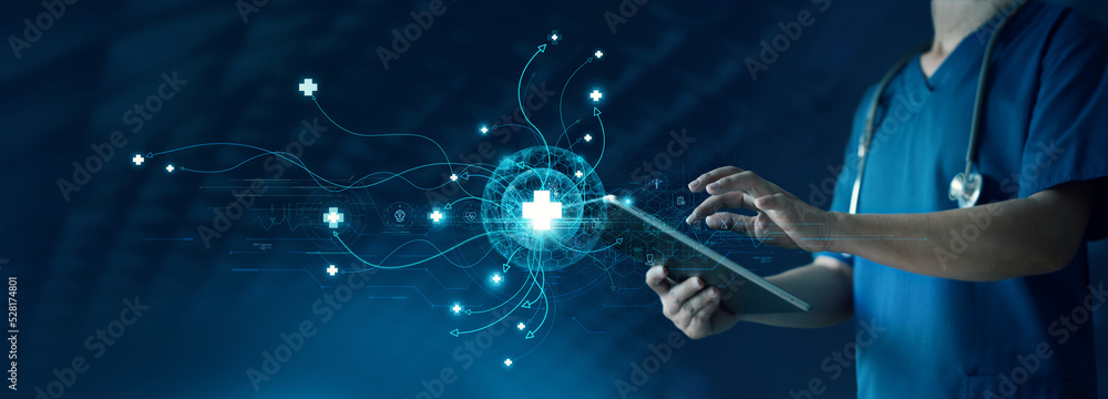 Healthcare and medical, Doctor research diagnosis of patient. Data ...