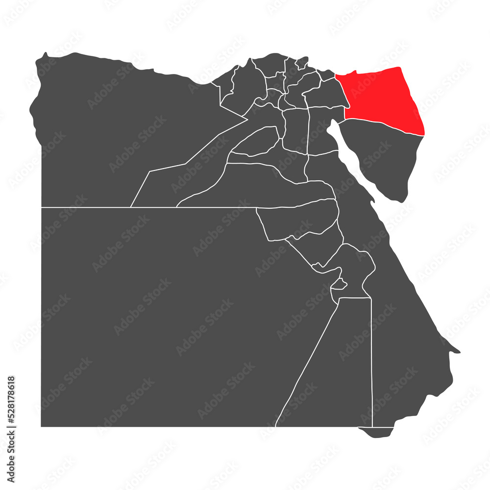 Egypt high detailed map North sinai, geography graphic country, africa ...