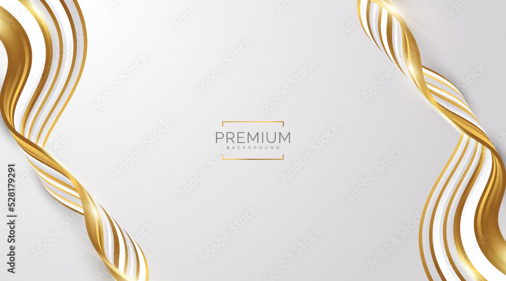 Luxury White and Gold Background with Golden Lines and Paper Cut Style ...