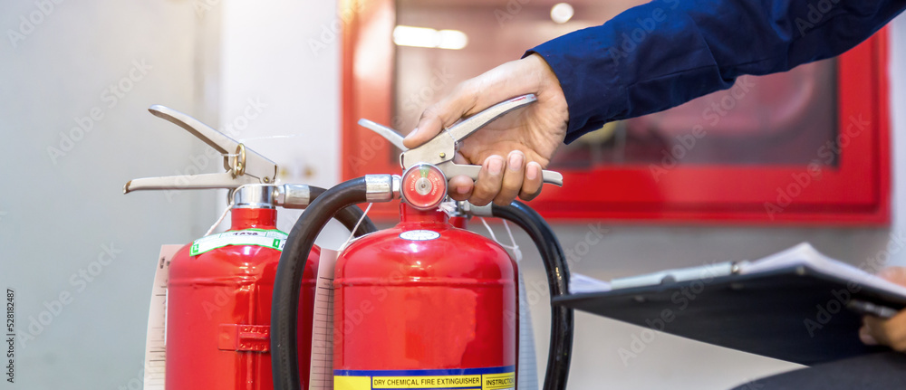 Engineer checking Industrial fire control system,Fire Alarm controller ...