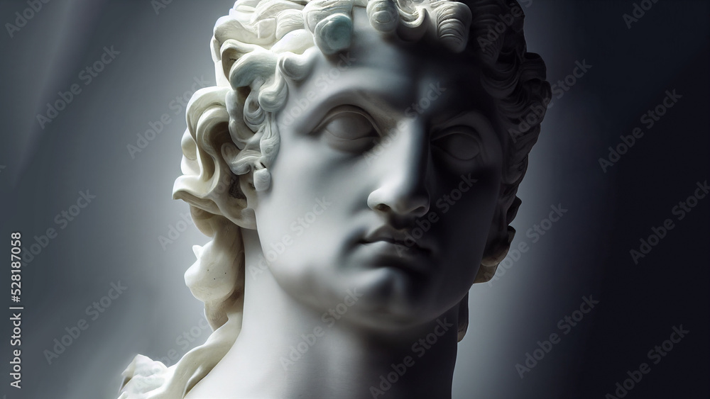 Illustration of a Renaissance marble statue of Apollo, God of sunlight ...
