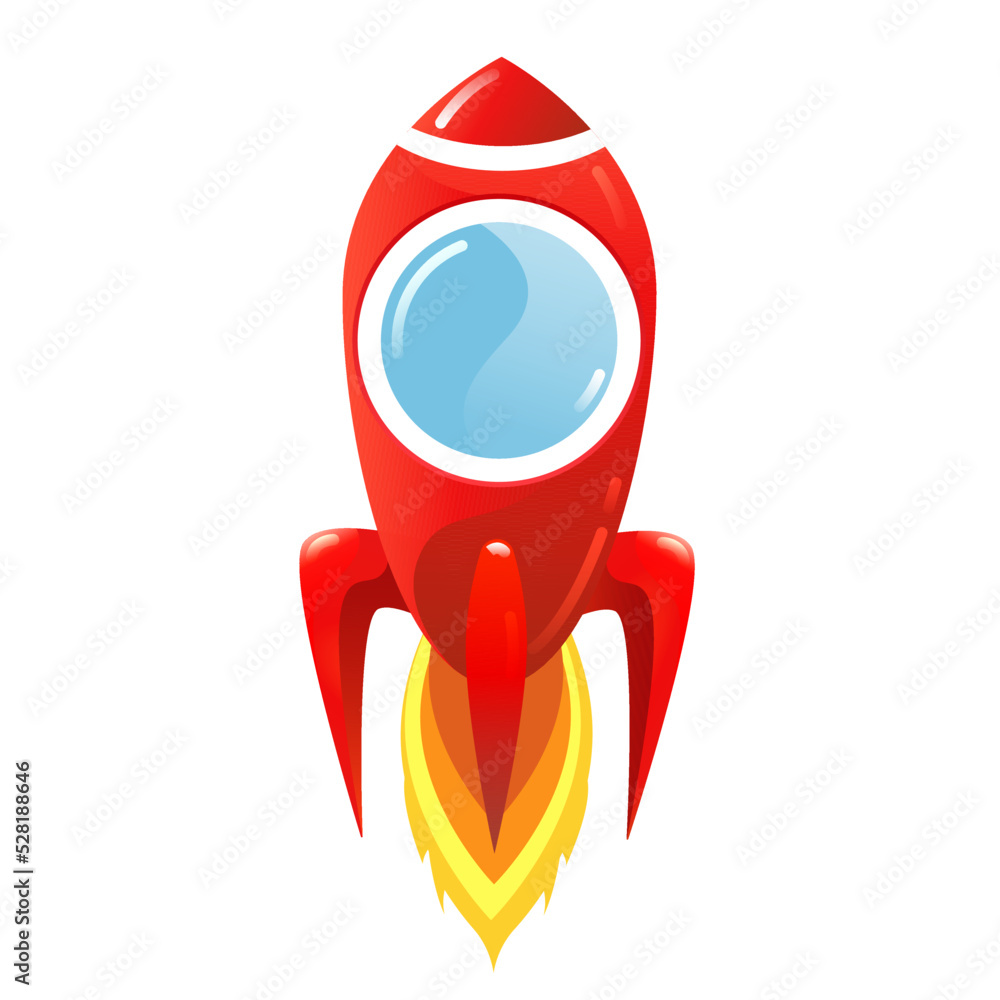 Red rocket vector illustration isolated on white background. Suitable ...