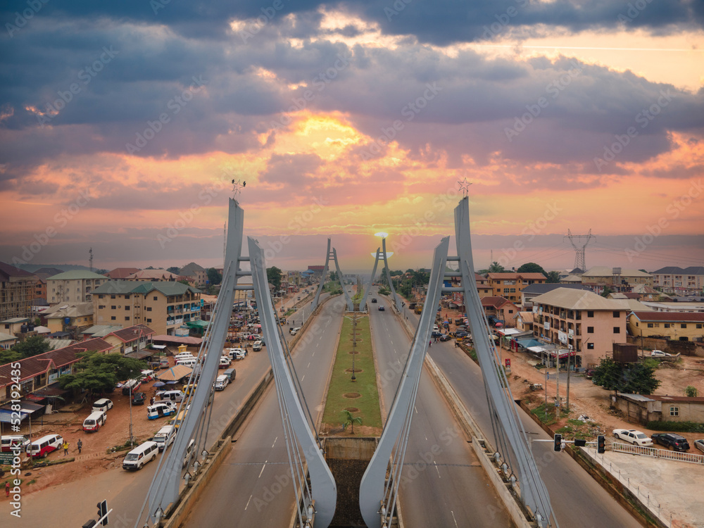 An overhead view of the bridges in the city of Awka, Anambra state ...
